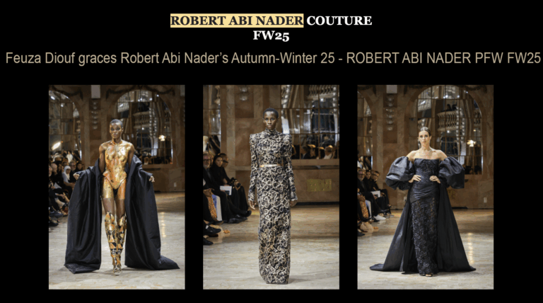 Robert Abi Nader AW25–26: A Cinematic Ode to Femininity: Feuza Diouf ...