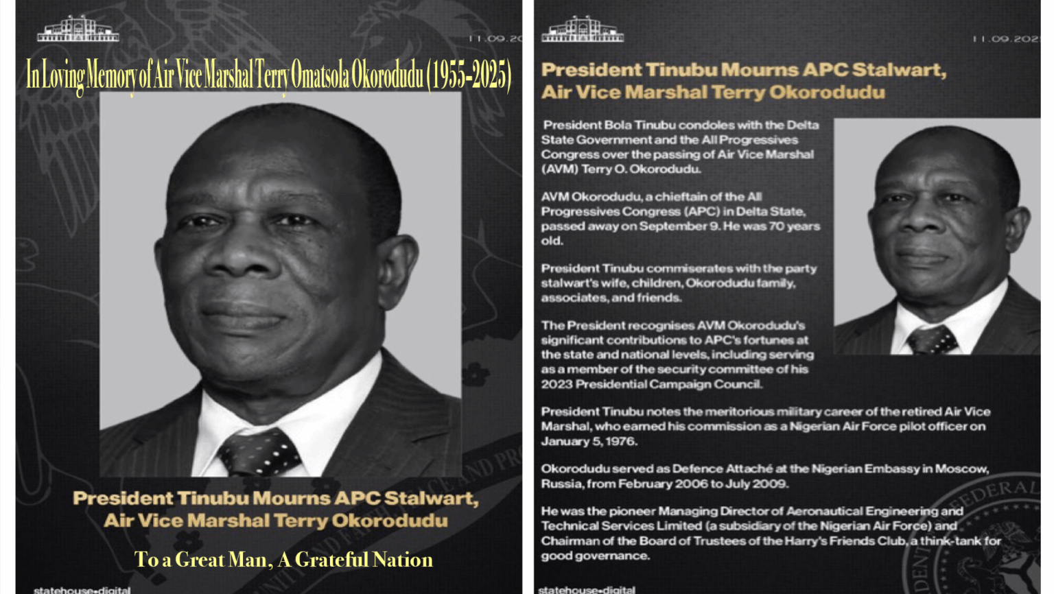 To a Great Man, A Grateful Nation: In Loving Memory of Air Vice Marshal ...